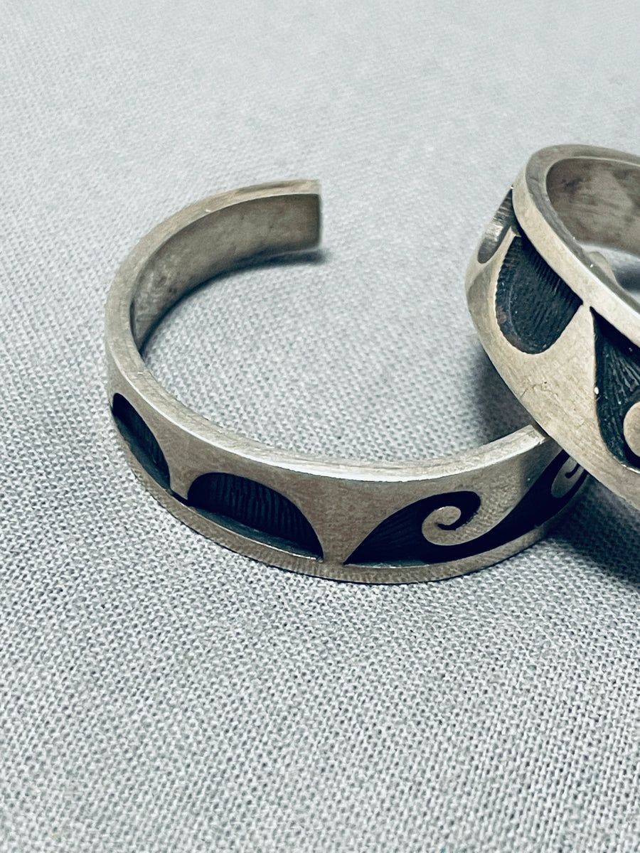 More Rare Vintage Native American Hopi Sterling Silver Wave Earrings ...