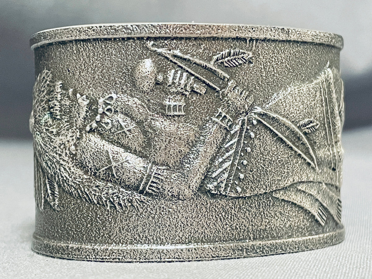 Unique Texture Sterling Silver Native American Navajo Hand Carved Kach ...