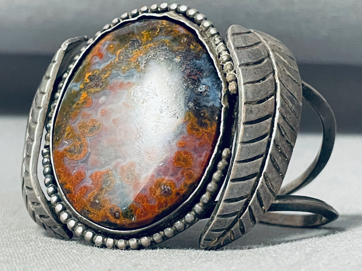 One Of The Best Vintage Native American Navajo Lava Agate Sterling Sil ...