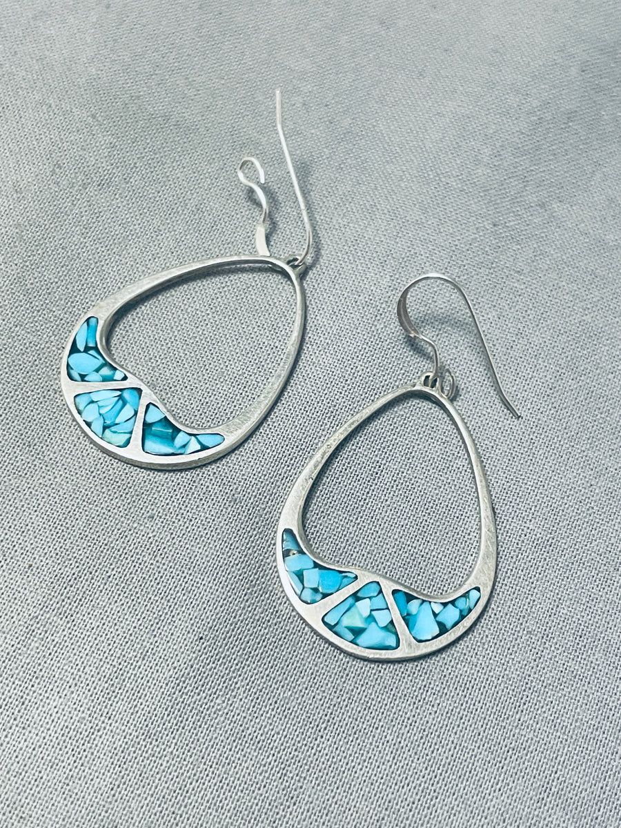 Appealing Native American Navajo Turquoise Chip Inlay Sterling Silver ...