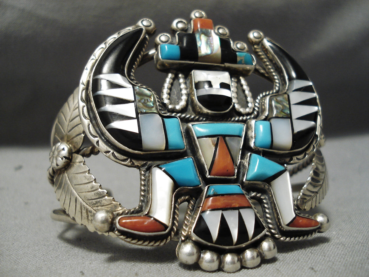 One Of Best Vintage Native American Navajo Turquoise Knifewing Sterlin ...