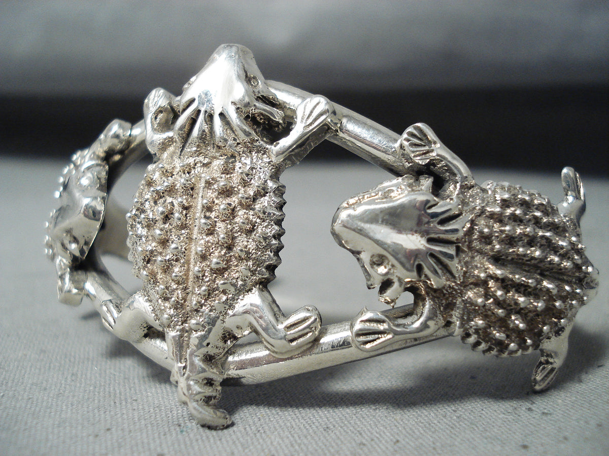 One Of The Most Detailed Native American Navajo Toad Sterling Silver B ...