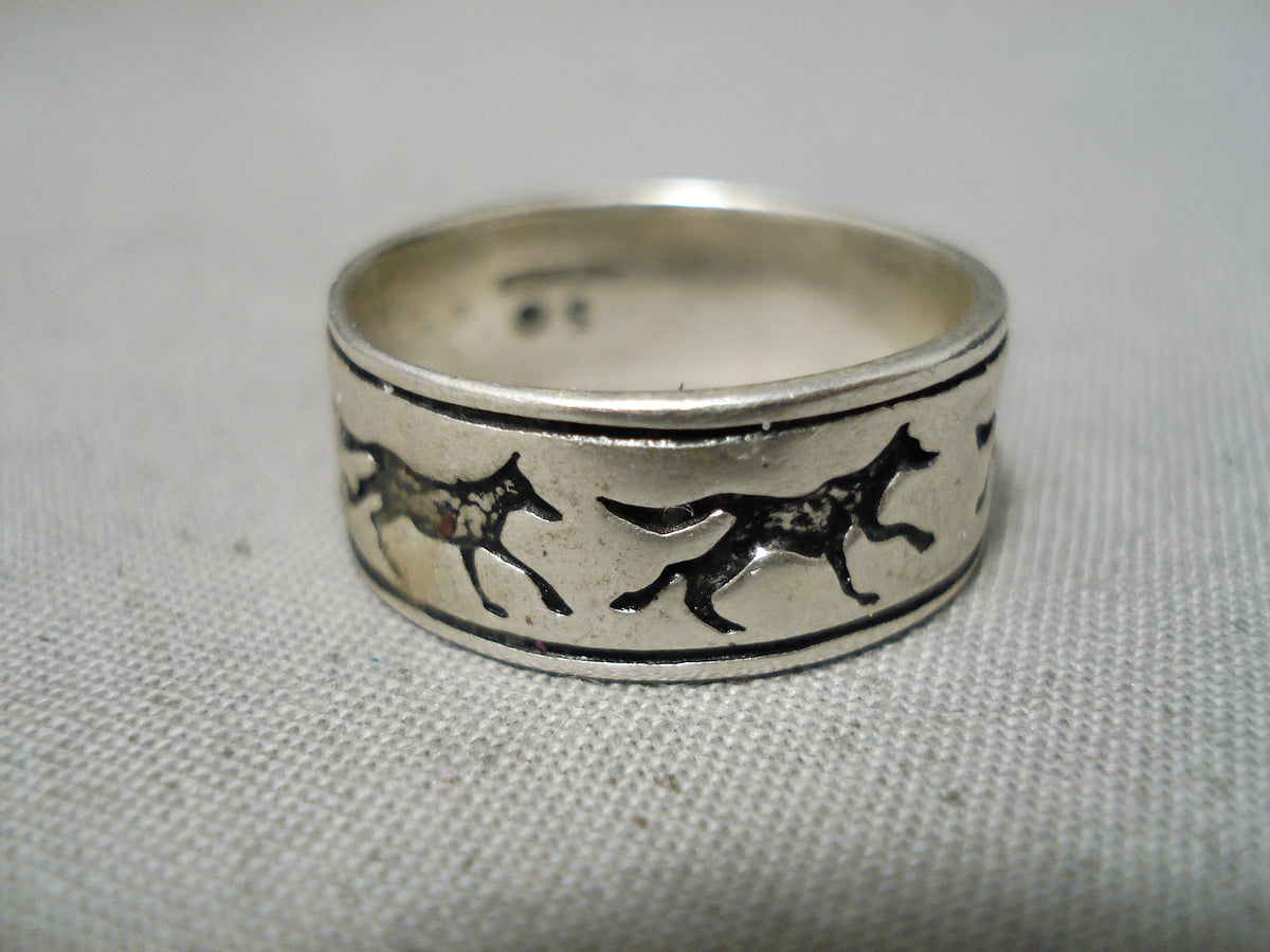 Running Coyote Vintage Navajo Native American Sterling Silver Ring Old ...