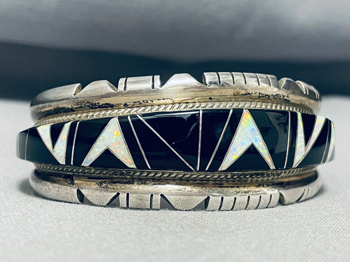 Joan Douglas 6-1/2 Inch Wrist Jet Opal Sterling Silver Bracelet ...