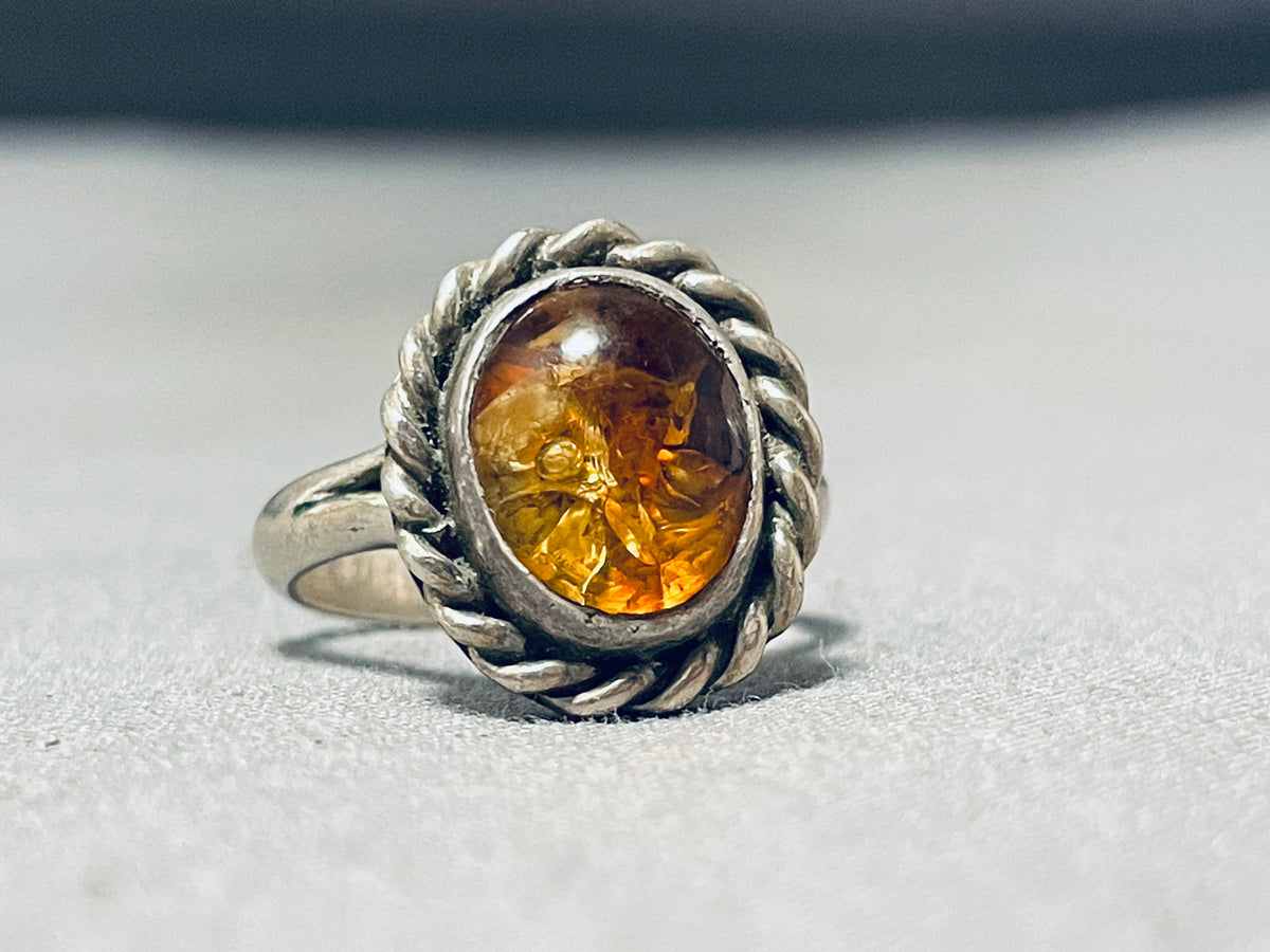 Marvelous Vintage Native American Navajo Ancient Tree Sap Sterling Sil ...
