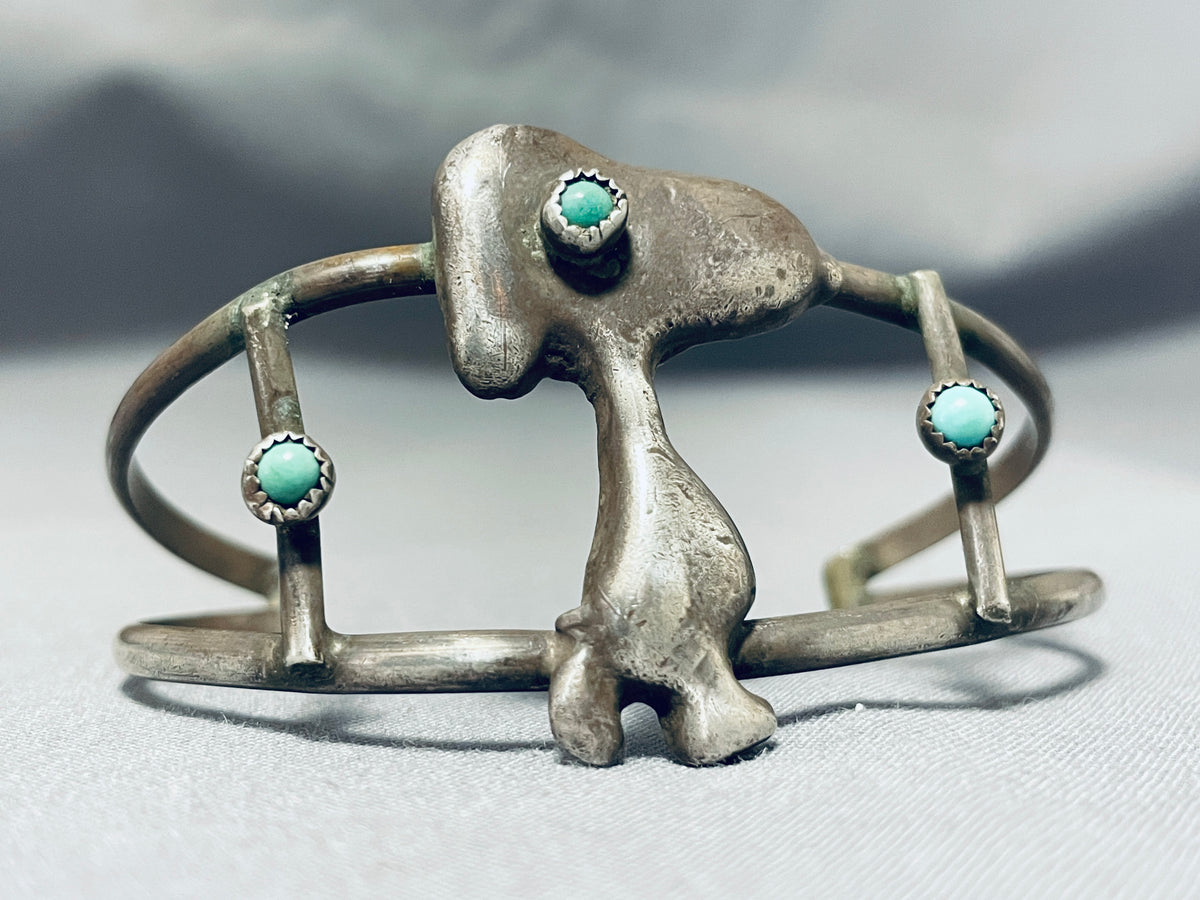 Snoopy Vintage Native American Navajo Turquoise Handmade Sterling Silv ...