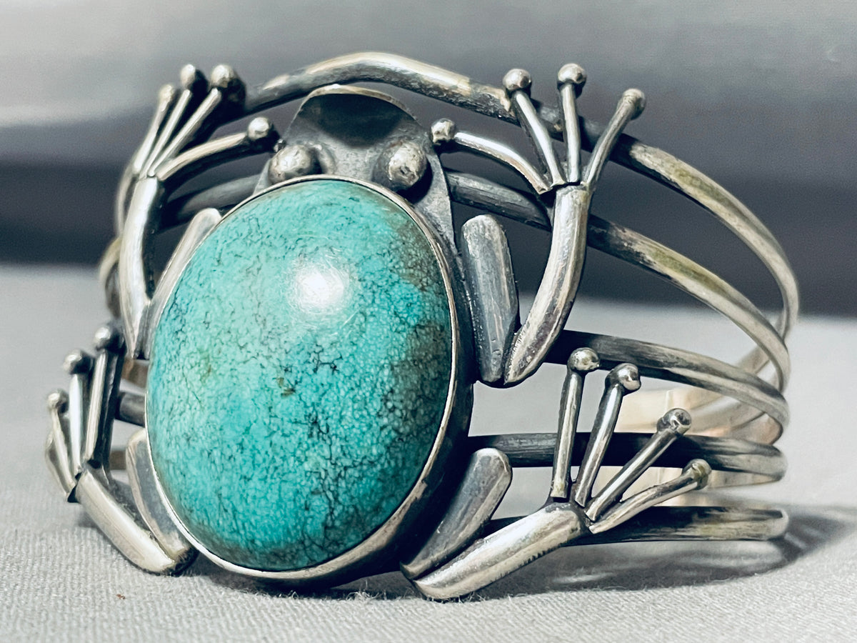 Native American Frog Turquoise Southwest Sterling Silver Cuff Bracelet ...