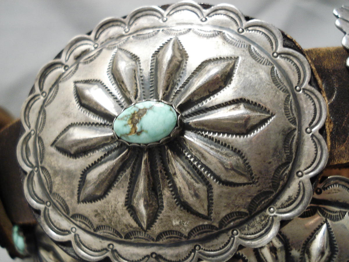 Important Floyd Arviso Vintage Native American Navajo Turquoise Sterli ...