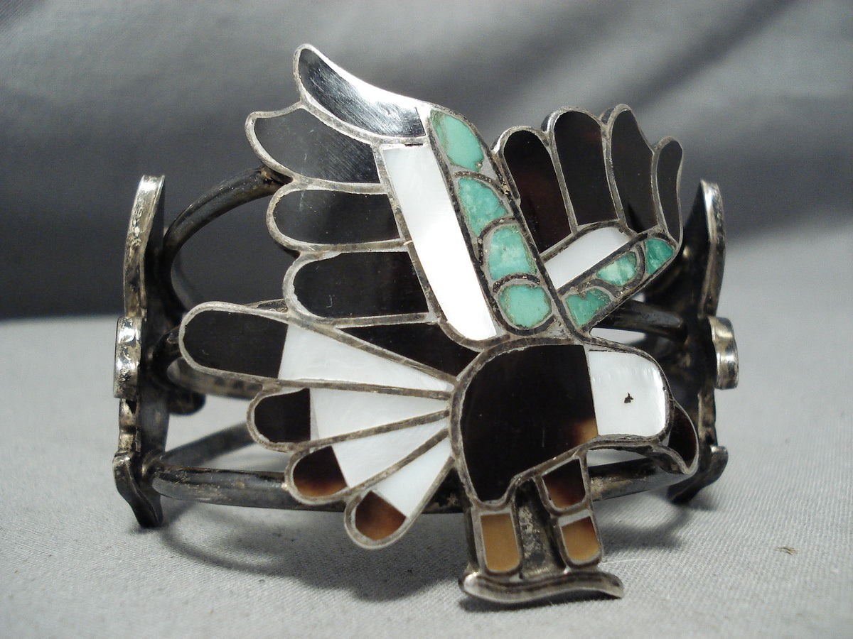 Best Vintage Zuni Native American Eagle Turquoise Sterling Silver Brac ...