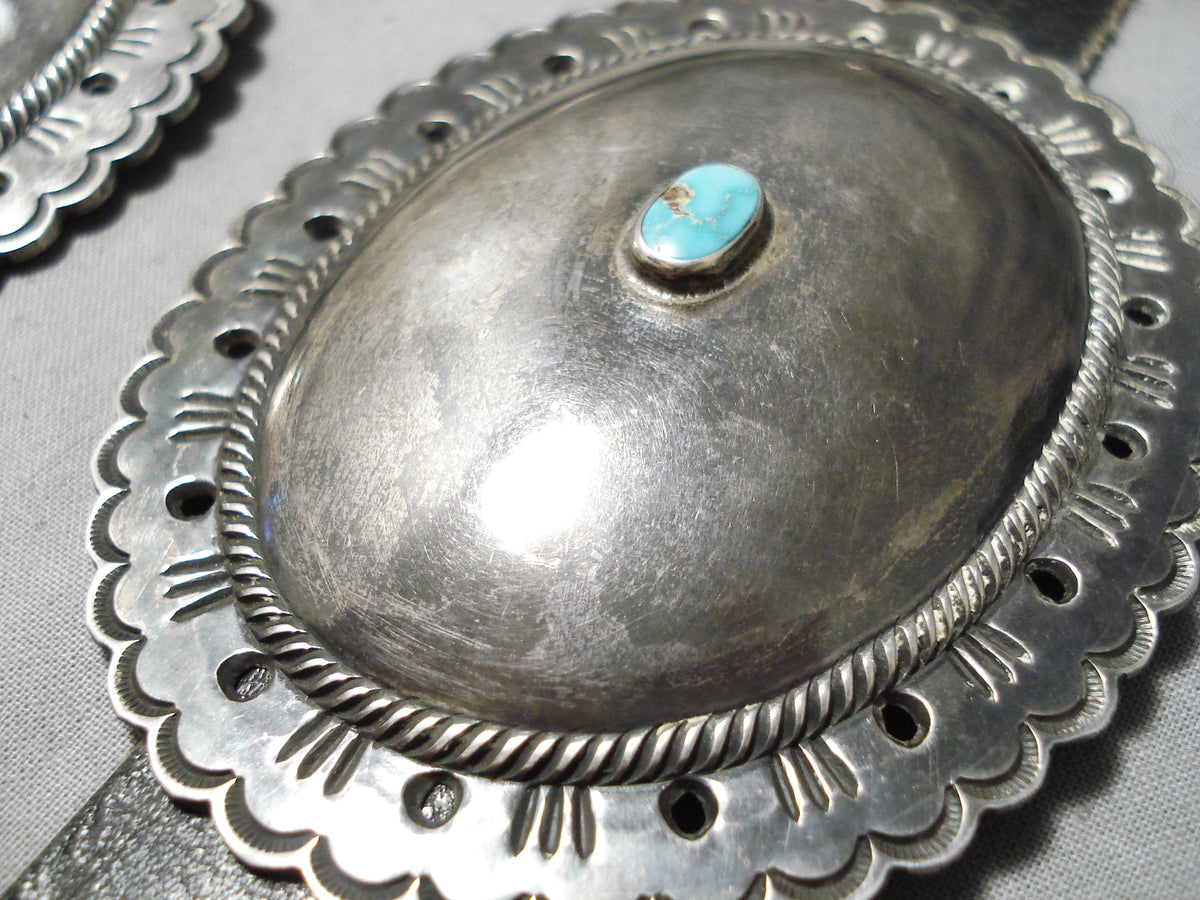 Scarce Vintage Native American Navajo 2nd Phase Turquoise Coin Silver ...