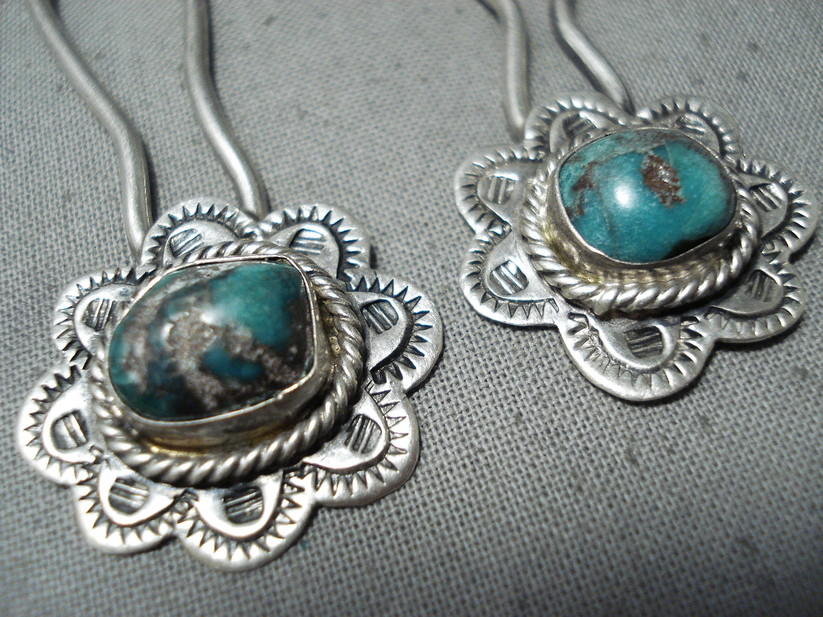 Marvelous Vintage Native American Navajo Damale Turquoise Sterling Sil ...
