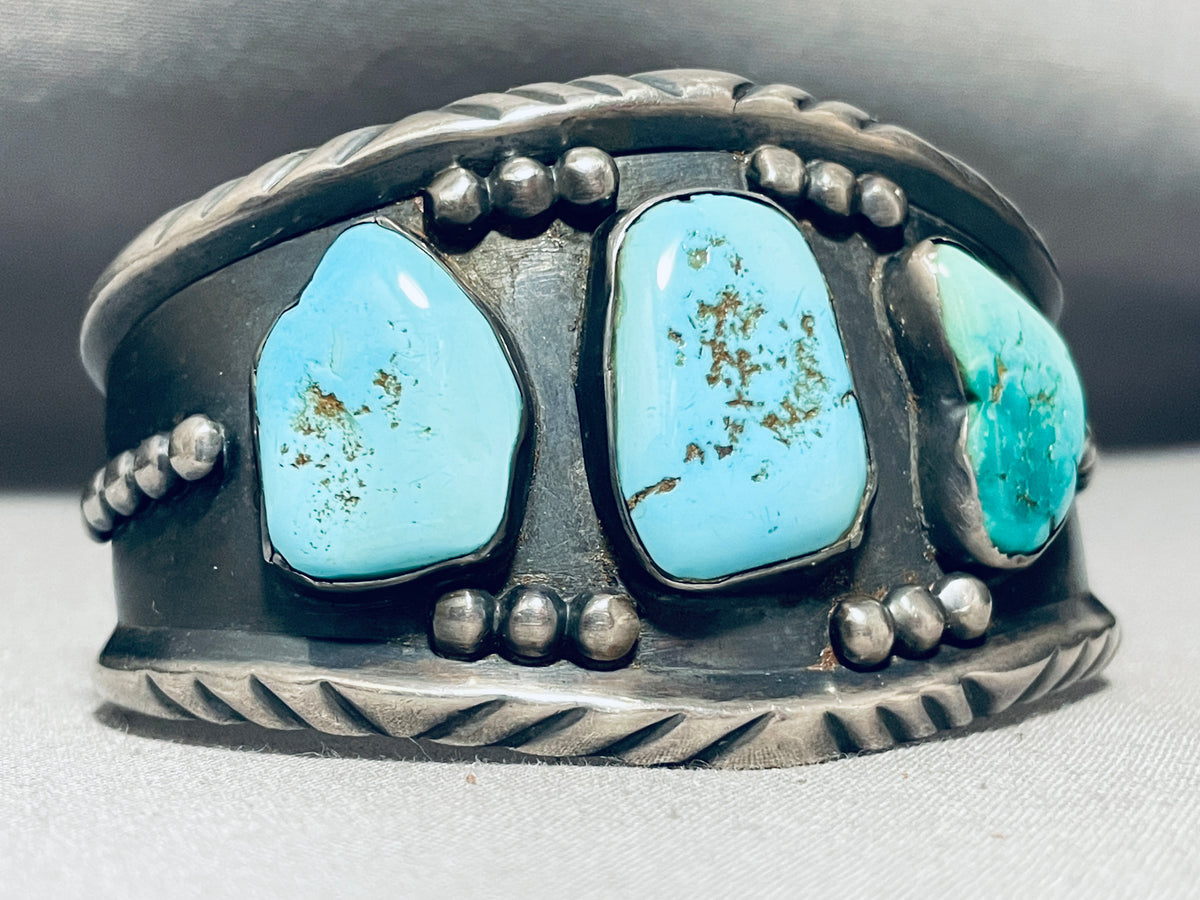 Authentic Vintage Native American Navajo Turquoise Sterling Silver Bra ...