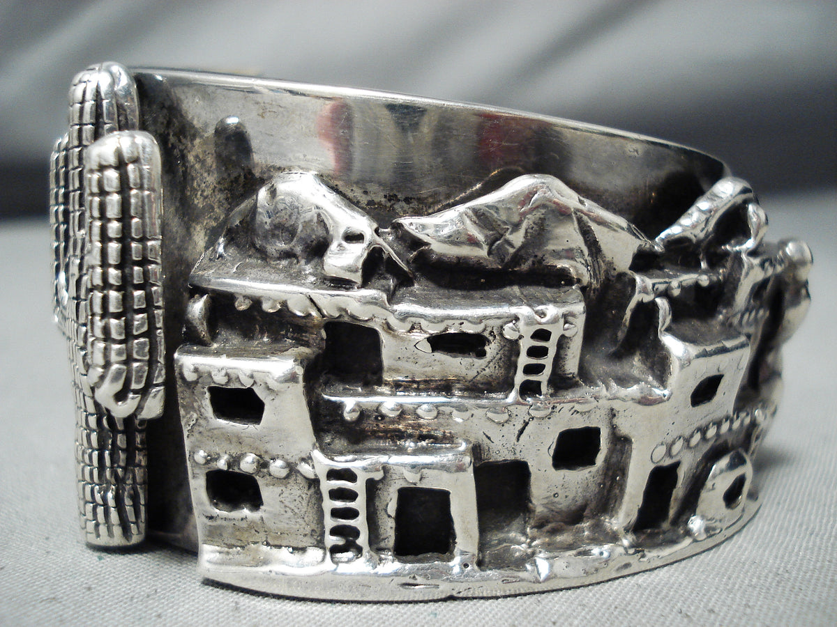 Native American Incredible Detailed Vintage Pubelo Sterling Silver Bra ...