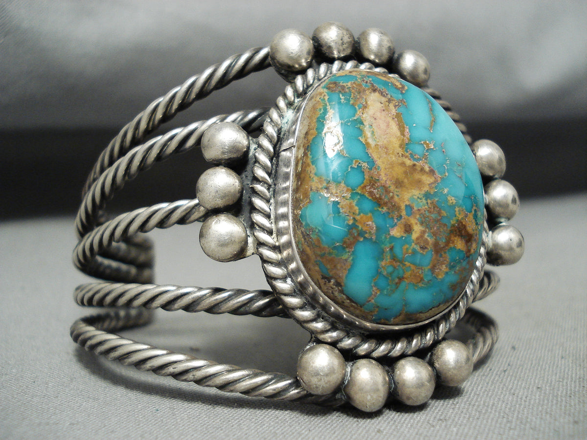 Heavy Twist Coil Vintage Native American Navajo Harcross Turquoise Ste ...