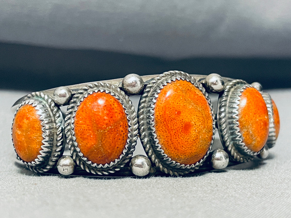 One Of The Best Vintage Native American Navajo Sponge Coral Sterling S ...
