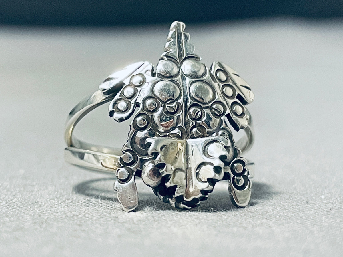 Important Native American Navajo Sterling Silver Toad Ring Signed Ben ...