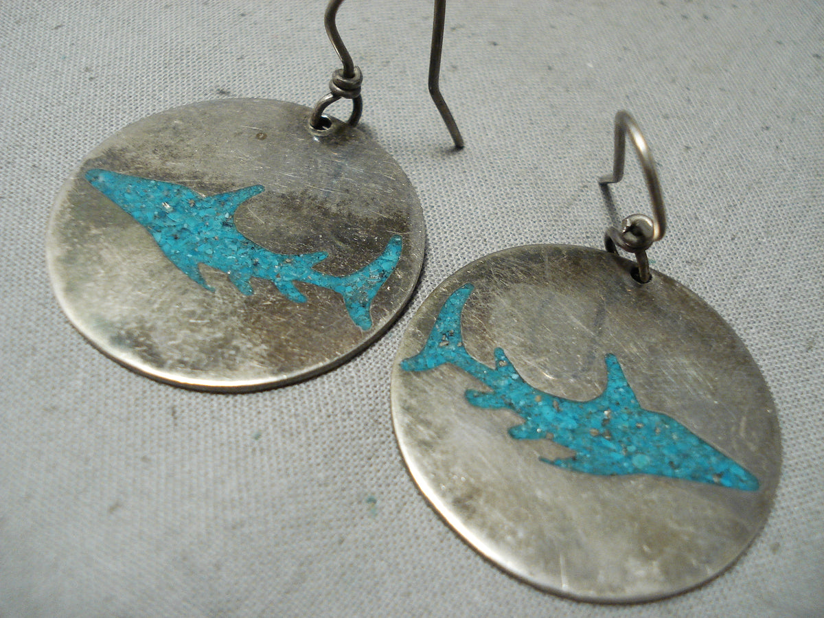 Native American Shark Turquoise Inlay Vintage Southwestern Sterling Si ...