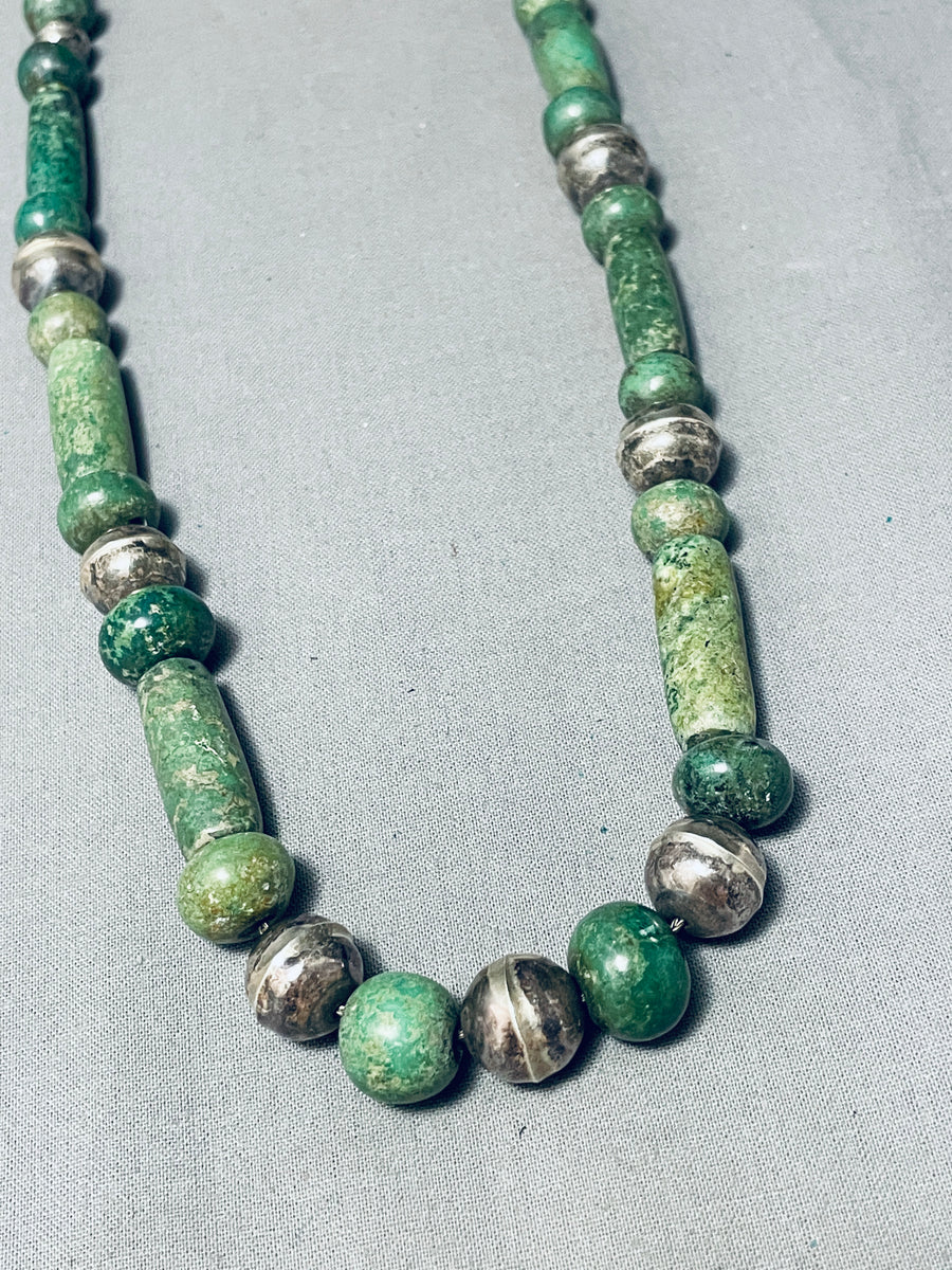 Best Vintage Native American Navajo Tubule Jade Sterling Silver Neckla ...