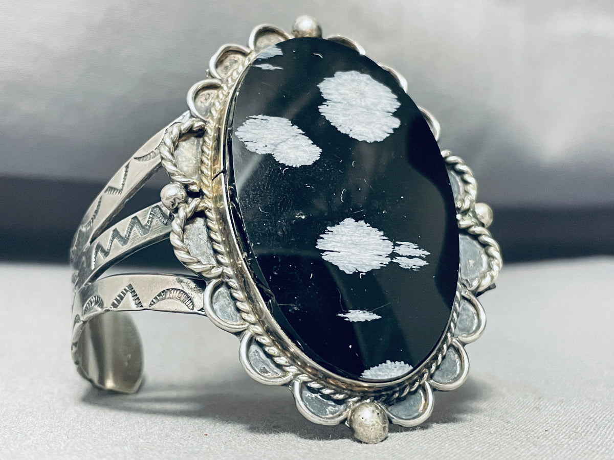 One Of The Best Vintage Native American Navajo Snowflake Obsidian Ster ...