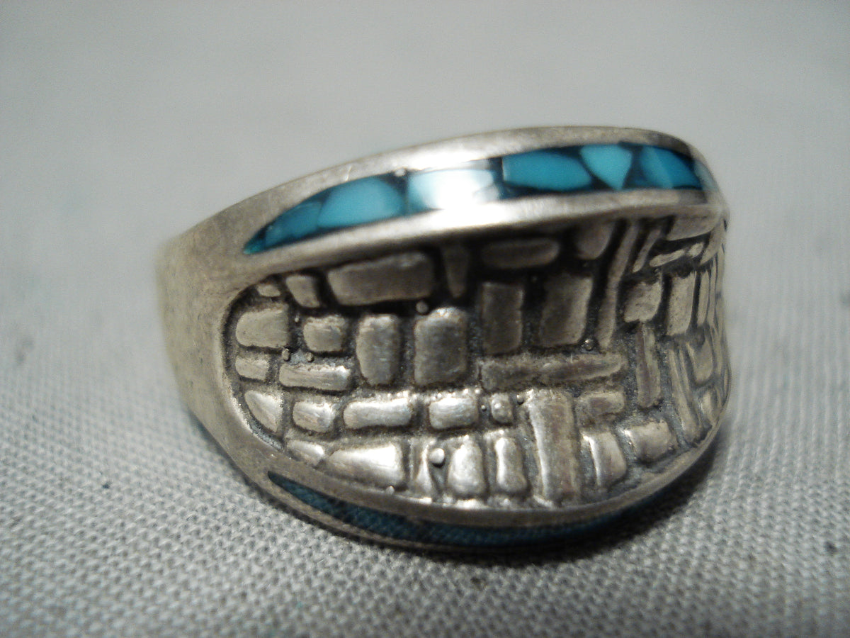 Unique Vintage Native American Navajo Turquoise Brick Wall Sterling Si ...