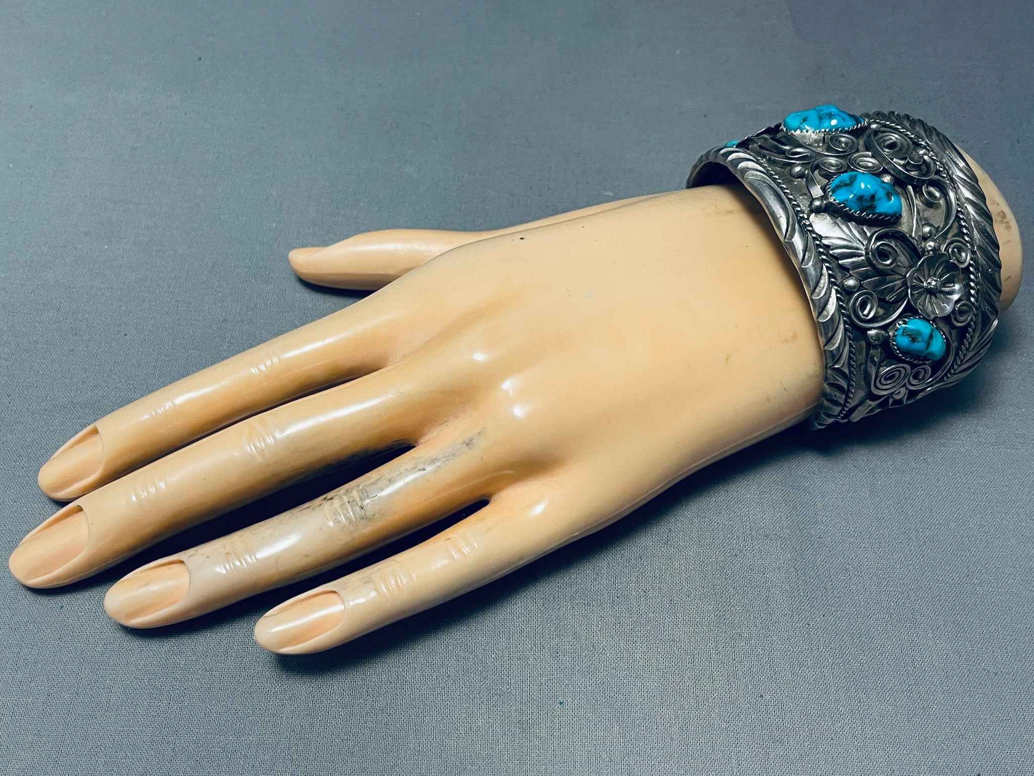 Jack Chatter 101 Grams Vintage Native American Navajo Turquoise Sterli ...