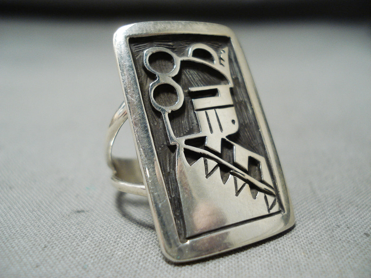 Striking Signed Native American Hopi Sterling Silver Kachina Ring ...