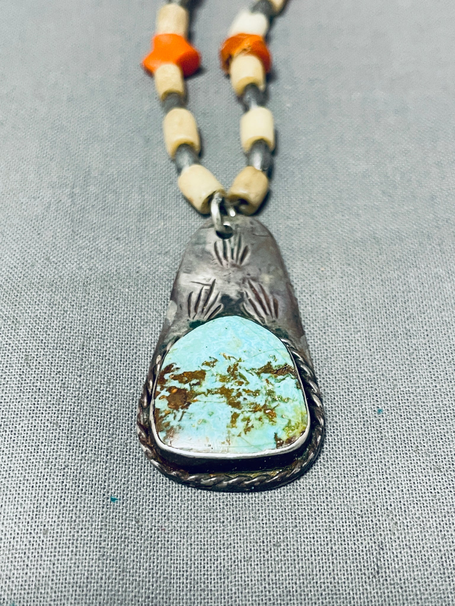 Matt Tso Vintage Native American Navajo Pilot Mountain Turquoise Coral ...