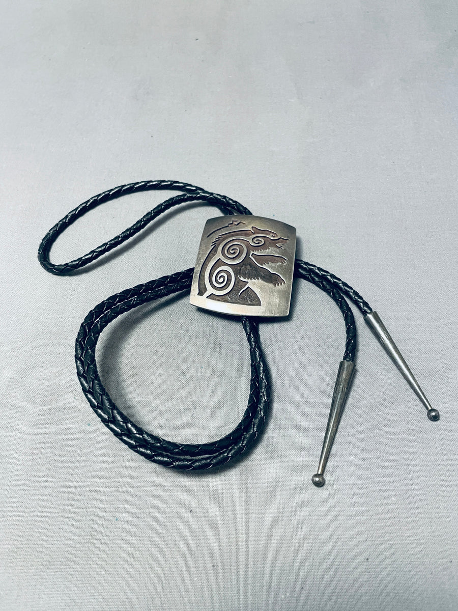 Best Vintage Native American Hopi Sterling Silver Bear Bolo Tie ...