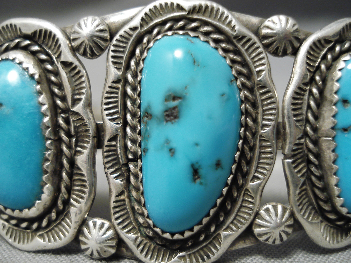 Incredible Vintage Native American Navajo Sky Blue Turquoise Sterling ...