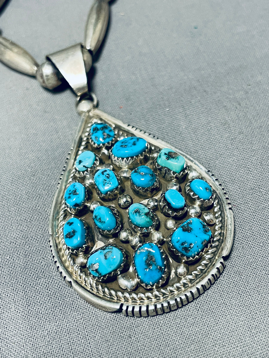 Rare Longer Vintage Native American Navajo Turquoise Torpedo Sterling ...