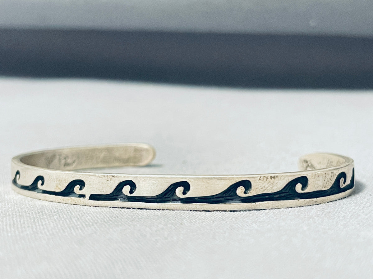 John Honie Vintage Native American Hopi Sterling Silver Wave Bracelet ...