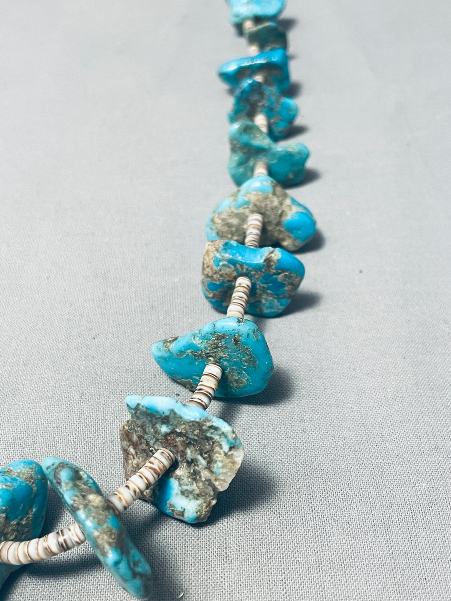Nuggets Of Turquoise Vintage Native American Navajo Shell Necklace Old ...