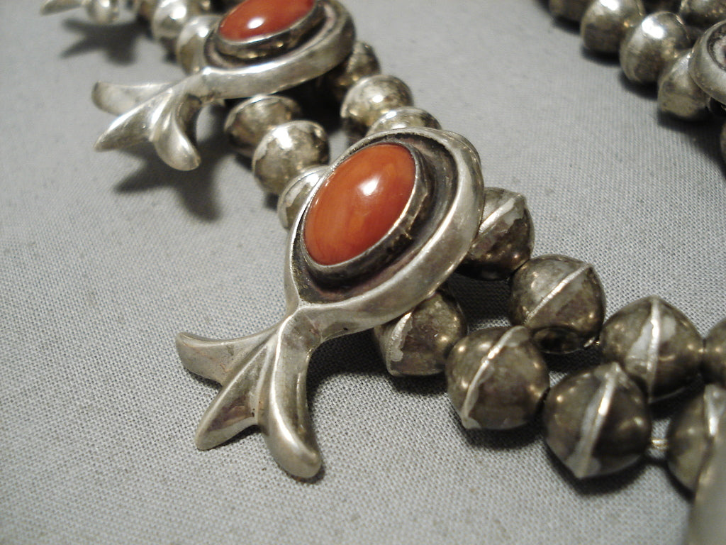 Heavy Vintage Native American Navajo Domed Red Coral Sterling Silver S ...