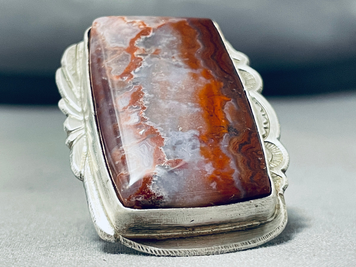 Grand Native American Navajo Agate Sterling Silver Huge Ring – Nativo Arts