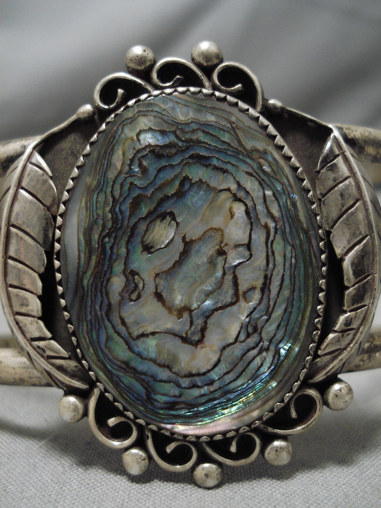 Rare Vintage Navajo Large Abalone Shell Sterling Silver Native America ...