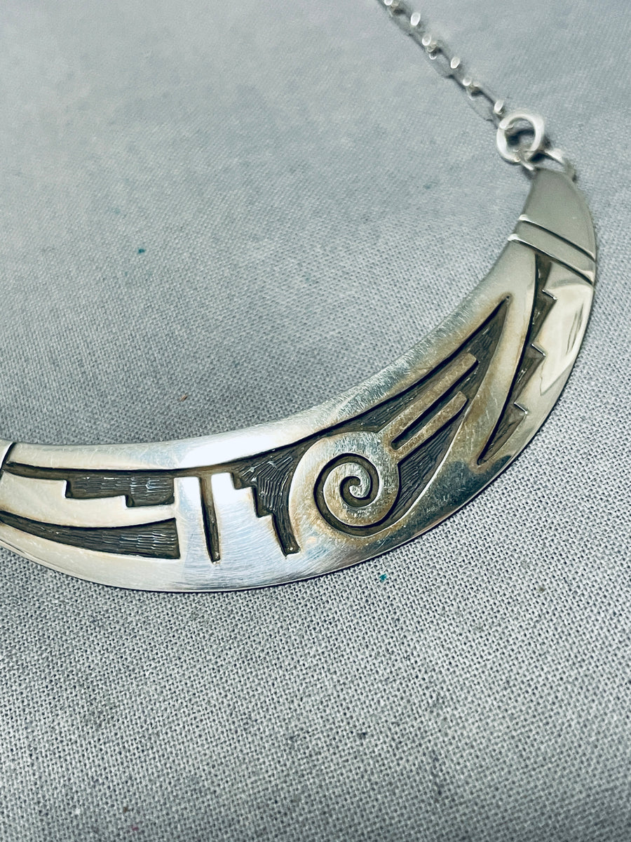 Traditional Hand Carved Native American Hopi Sterling Silver Necklace ...