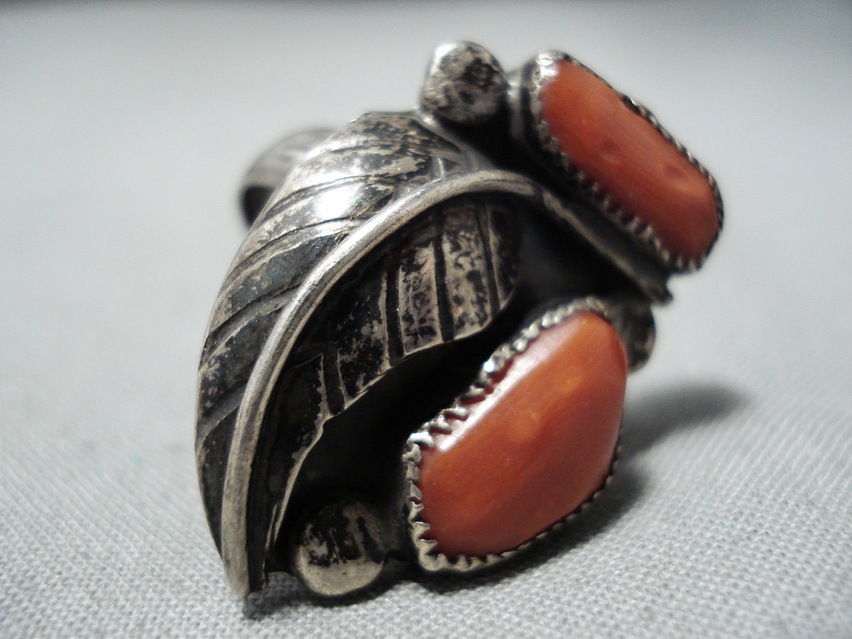 Native American Very Rare Julius Eustace Coral Cochiti Sterling Silver ...