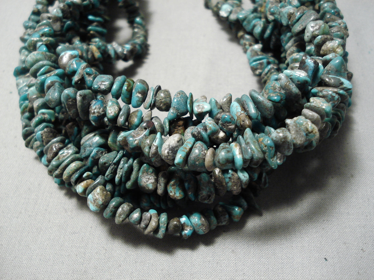Biggest Bead Navajo Green Turquoise Sterling Silver Native American Ne ...