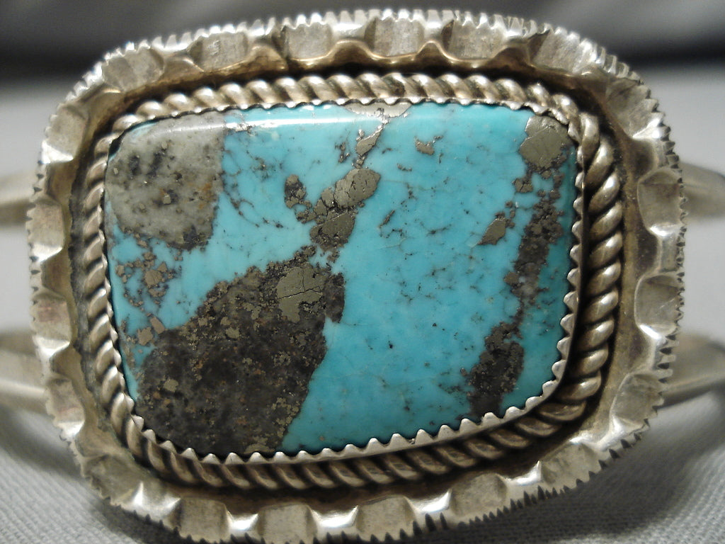 Rare Vintage Native American Navajo Basalt Turquoise Sterling Silver B ...
