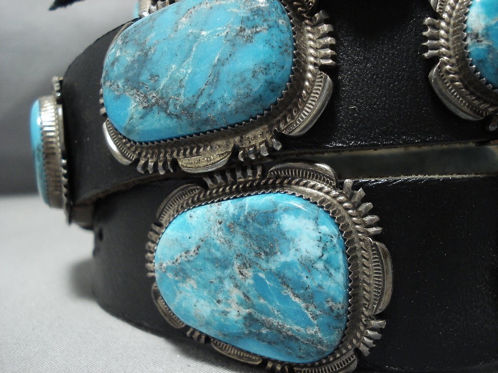 525 Gram Vintage Native American Jewelry Navajo 'Turquoise Slab' Sterl ...