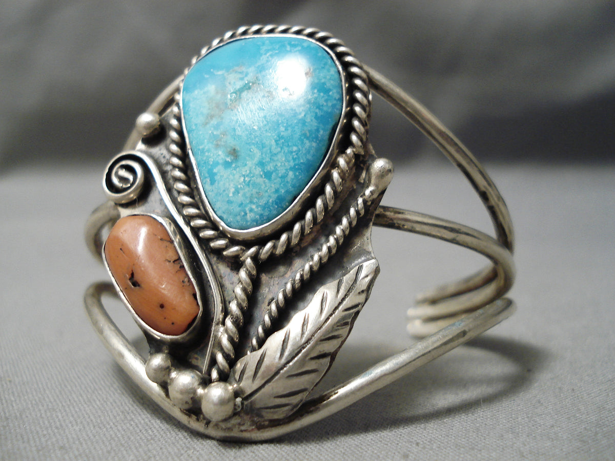 Marvelous Vintage Native American Navajo Easter Blue Turquoise Coral S ...