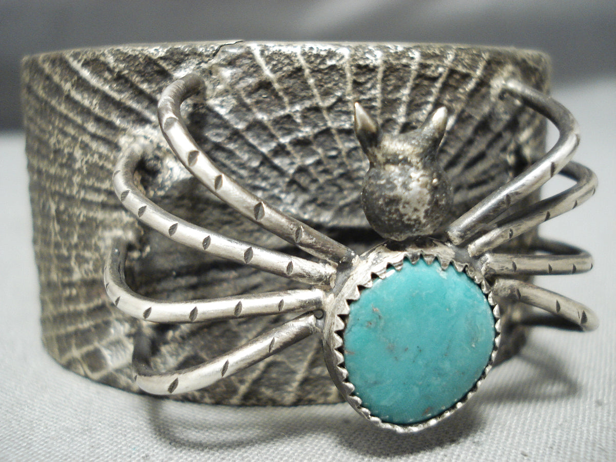 Extreme Detail Spider Vintage Native American Navajo Turquoise Sterlin ...