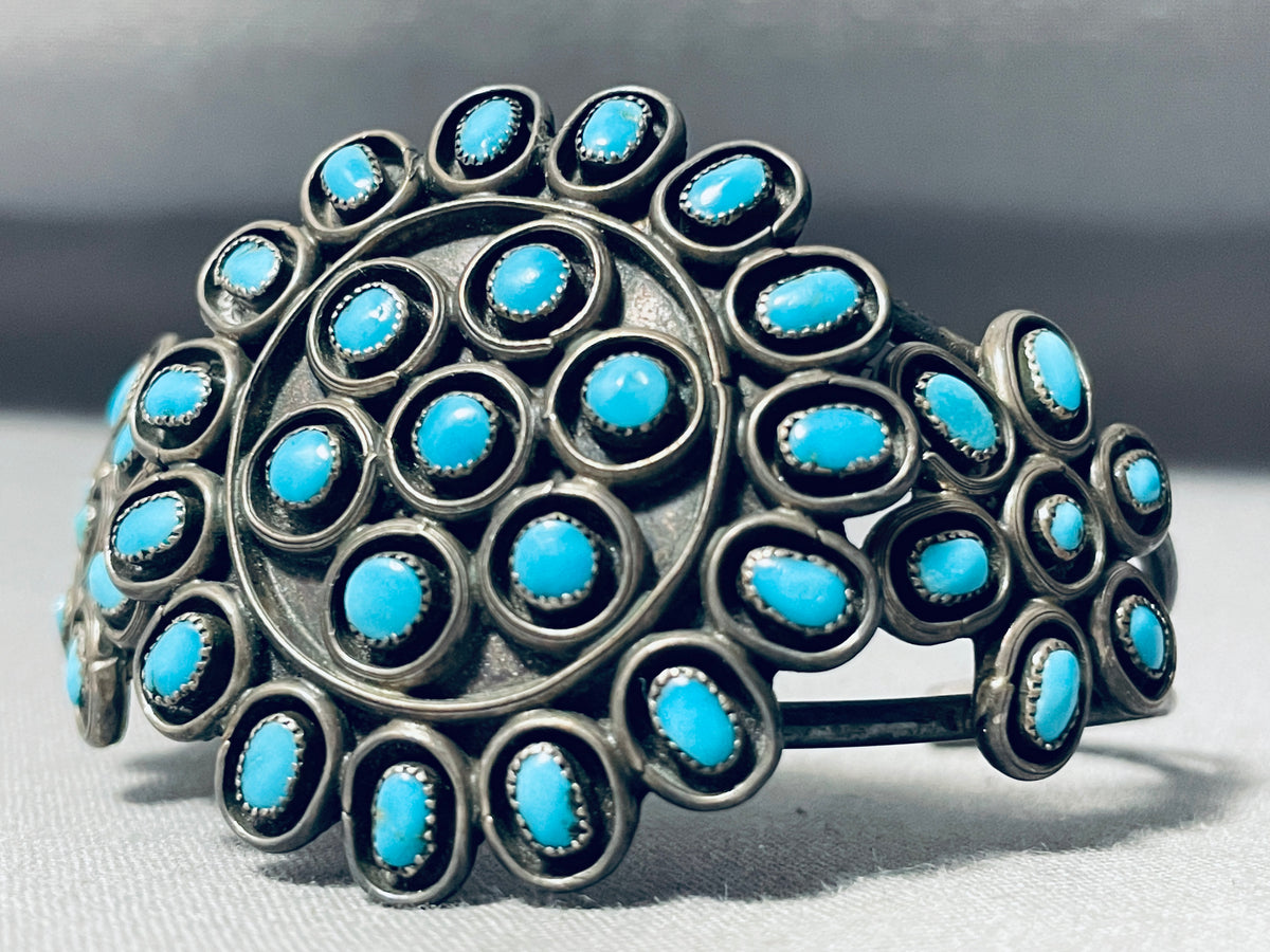 Eyes Of Turquoise Vintage Native American Zuni Sterling Silver Bracele ...