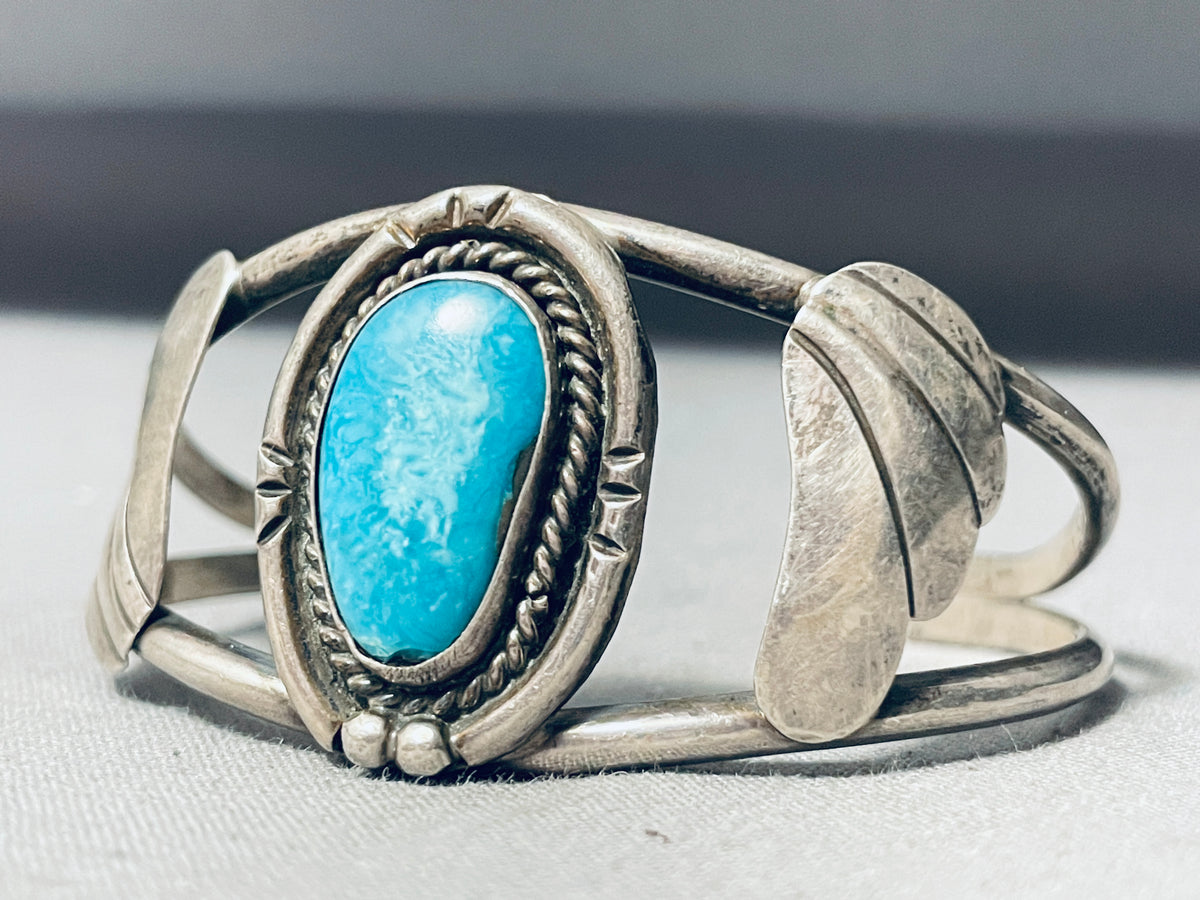 Rare Easter Blue Turquoise Vintage Native American Navajo Sterling Sil ...