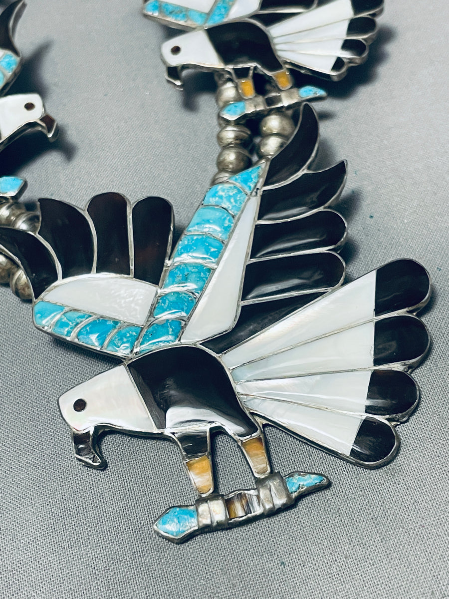Opulent Vintage Native American Zuni Turquoise Eagle Sterling Silver S ...
