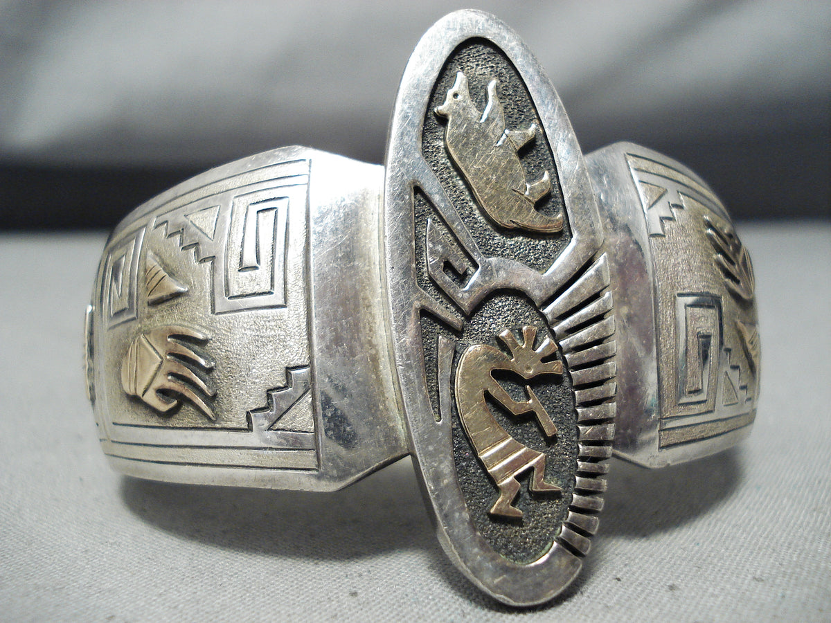 Important Vintage Native American Navajo Hy Craig 14k Gold Sterling Si ...