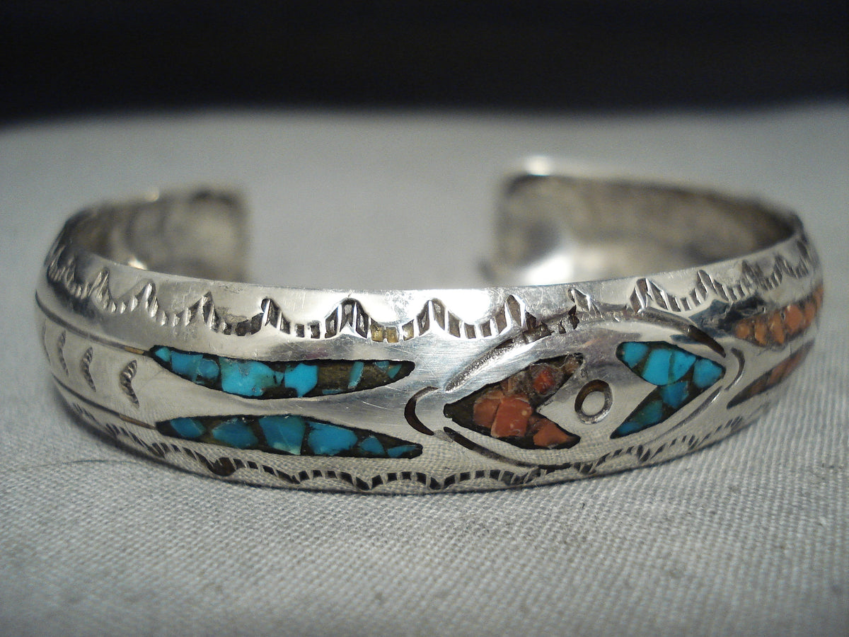 Authentic Baca Vintage Native American Navajo Turquoise Coral Sterling ...