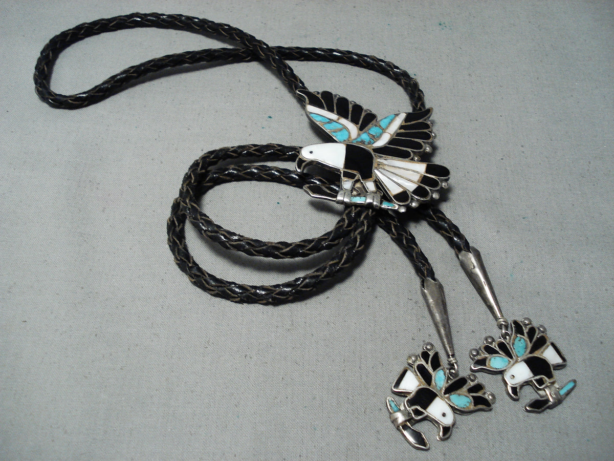 Native American Museum Flying Eagle Vintage Zuni Turquoise Inlay Sterl ...