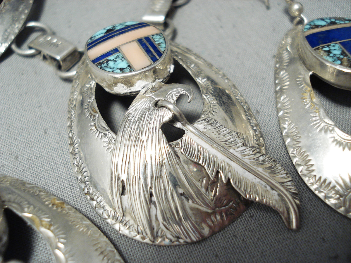 Important Vintage Native American Navajo Tommy Jackson Turquoise Inlay ...