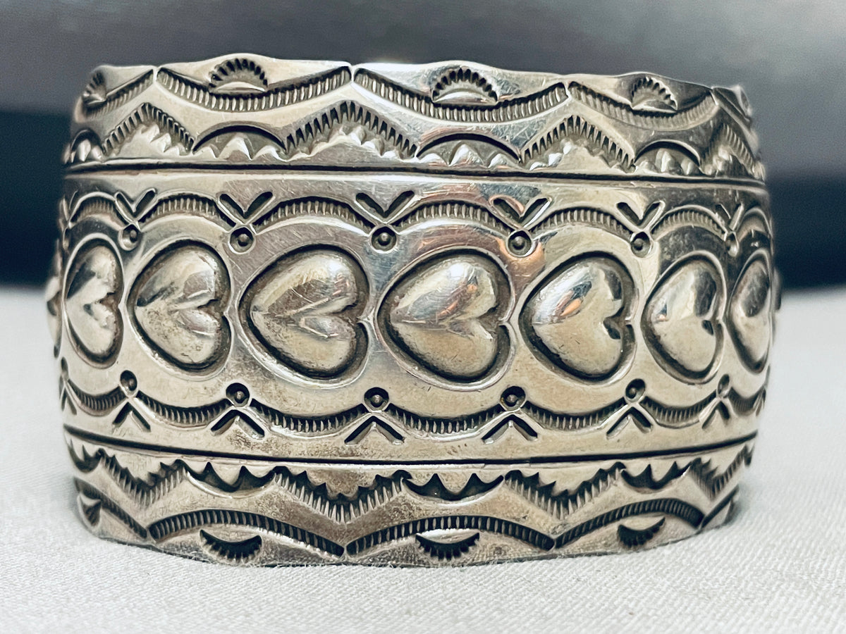 Wide Hearts Of Love Vintage Native American Navajo Sterling Silver Bra ...